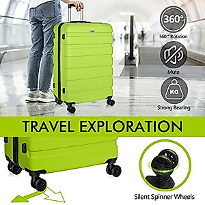 AnyZip Luggage PC ABS Hardside Lightweight Suitcase with 4 Universal Wheels TSA Lock Checked-Large 28 Inch Apple Green