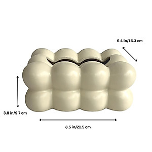 Nova Home Modern Ceramic Tissue Box Cover - Stylish Design for Any Room - Fits Standard Size Rectangular Tissues - Beige/Matte White Color
