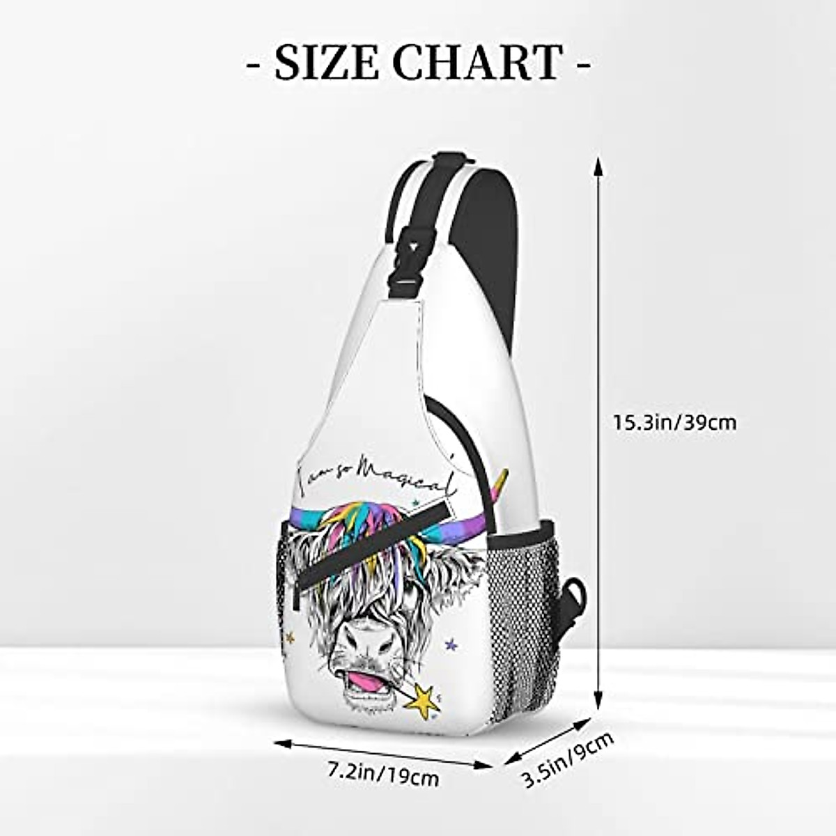 Yrebyou Cow Sling Bag Women Crossbody Chest Backpack Hiking Daypack Men Travel Casual Rideing Outdoor Beach