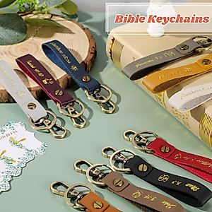 20 Pcs Christian Key Chain Leather Religious Keychain Inspirational Bible Key Chains Verse Quote Keychains Christmas Gifts (Multi Colors)