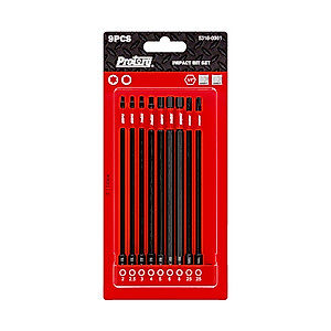 Protorq Long Impact Bit Set, Hex H2-H8,TORX T25, 6-Inch Length, 9-Piece,Industrial Strength, 1/4" Hex Shank, widely used in motorcycle, bike maintance.