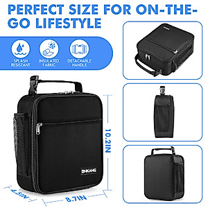 Lunch Box Insulated Lunch Bag - Durable Small Lunch Bag Reusable Adults Tote Bag Lunch Box for Adult Men Women (Black)