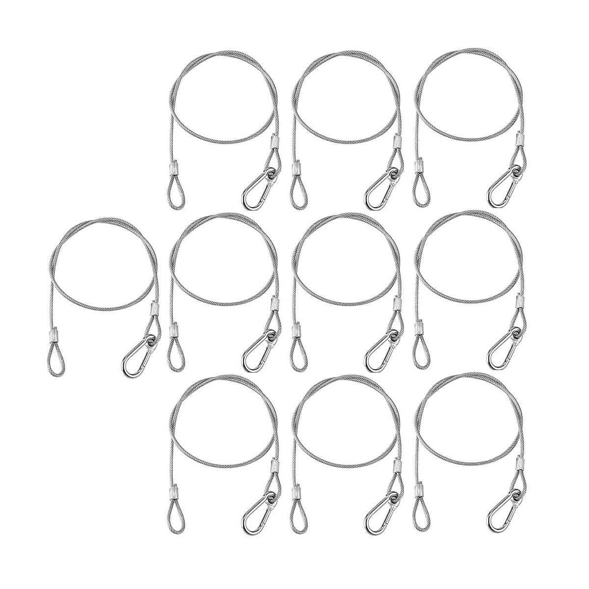 MFL. Stage Lights Safety Cables 110 lb Load Duty 31.5'' Stainless Steel Security Rope for Party Lights DJ Light Stage Lighting, Pack of 10