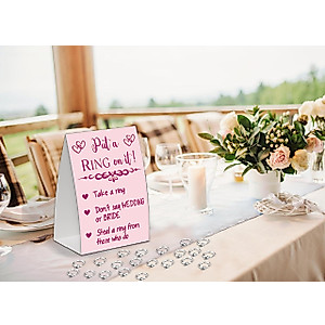 Bridal Shower Games Put A Ring on It,Bridal Shower Decorations,Wedding Game card with Pink Style Rose Red Font,Engagement Party Games,Bridal Shower Favors,Plastic Rings for Bridal Shower Game(14)