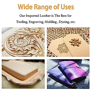 Muse Craft Flawless 12''X24'' 5-6oz Vegetable Tanned Leather Precut| Import A Grade Tooling Leather Hide 1.9-2.3mm| Full Grain Veg Tan Leather for Tooling, Carving, Dyeing, Embossing(12''x24'')
