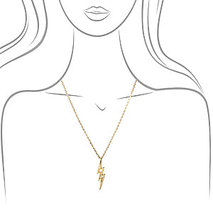 Spinningdaisy Handcrafted Brushed Metal Lightning Bolt Necklace Gold