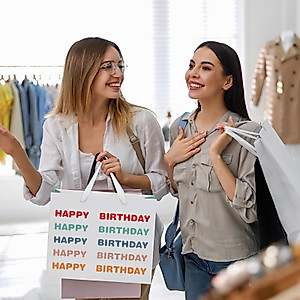 Moretoes 2 Pack Birthday Gift Bags Matching Tissue Paper and Cards, Pretty Rainbow Gift Bags Happy Birthday Gift Bags for Men Women, 12.6" x 10.25" x 4.7"