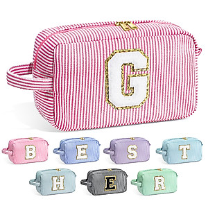YOOLIFE Graduation Gifts for Girls Teen Girls - Class Of 2024, Personalized Graduation Gifts for Her, Graduation Party Favor, Monogram Initial Pink Makeup Bag for Teen Girl Gifts Trendy Stuff G