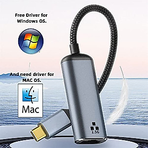 Cablecc USB-C USB3.1 Type-C to 2.5Gbps 2500Mbps GBE Gigabit Ethernet Network LAN Cable Adapter for Laptop