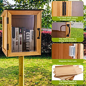 NatldGs Little Library Box Outdoor Kit - A Wooden Library Box and A Library Garden Flag for Sharing Books, Communication and Learning Between Neighbouring Communities