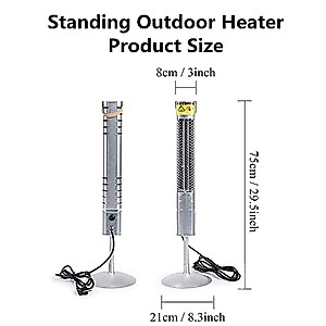SUN RDPP 110v Outdoor Patio Heater, 1500w Electric Outdoor Heaters, 1s Fast Heating & IP65 Waterproof & Anti-Dump, for Garden Patio Garage Backyard