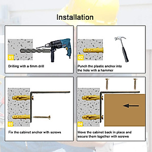 Cabinet Anti Tip Kit, TUPSKY Furniture Anchors Wall Stainless Steel Baby Proofing Bookshelf Falling Prevention Device for Children (1 Pair)