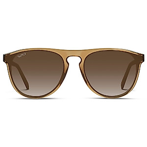 WMP Eyewear - Modern One Bridge Large Round Sunglasses (Crystal Brown Frame/Gradient Brown Lens)