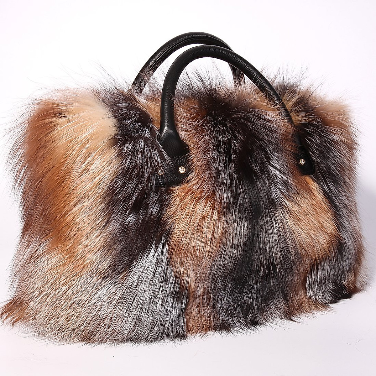 URSFUR Women's Winter Handbag Real Fox Stachel Bag Purse