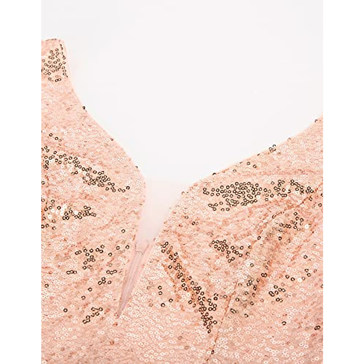 GRACE KARIN Women Deep V Neck Party Mini Dress U Back Sequin Irregular Hem Evening Dress Rose Gold