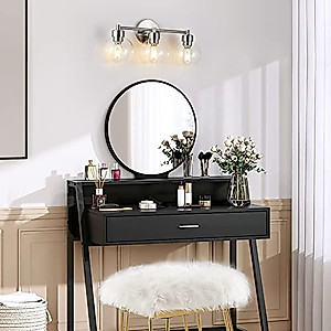 diniluse Bathroom Light Fixtures 3 Lights Vanity Light with Brushed Nickel Round Finish, Bathroom Vanity Lights with Clear Globe Glass, Wall Sconce for Mirror, Bedroom, Living Room, Kitchen