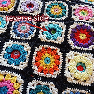 Handmade Crochet Throw Blanket Granny Blanket Sweater Style Year Round Gift Indoor Outdoor Travel Accent Throw for Sofa Comforter Couch Bed Recliner Living Room Bedroom Decor 47" x31" (Black)