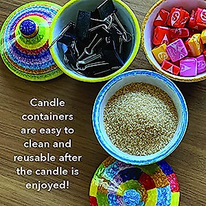 Handmade Italian 3 Wick Candle Scented Decorative Bowl w/Lid (4.25”) - Hand Painted Soy Candle Wax Inspired by Modigliani POP Collection – 40 Hour Burn Long Burn Candle w/Seaside Garden Scent