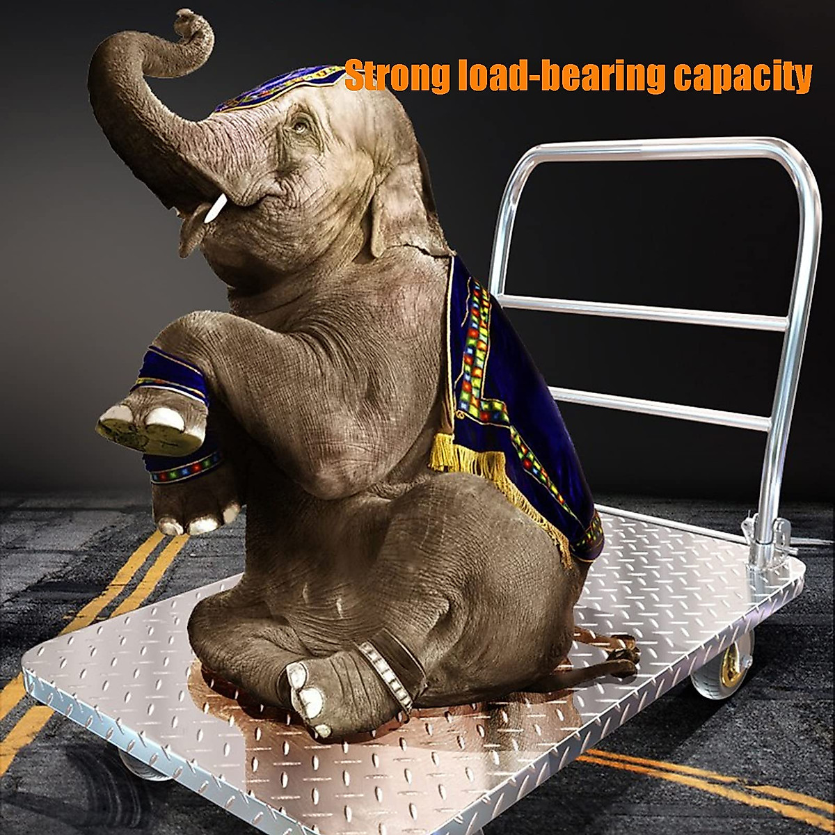 Platform Trucks Hand Push Platform Truck with Mute Wheels, Folding Platform Trolley, for Loading and Storage, 350-500kg Weight Load (Size : 87x58x90cm)