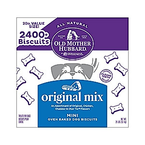 Old Mother Hubbard by Wellness Classic Original Mix Natural Dog Treats, Crunchy Oven-Baked Biscuits, Ideal for Training, Mini Size, 20 pound box