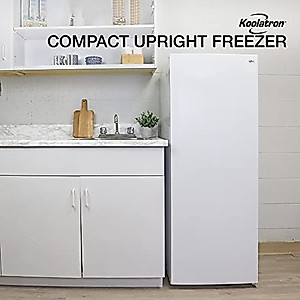 Koolatron KTUF196 Compact Garage-Ready Upright Freezer with 7.0 Cubic Feet Capacity, Space-Saving Slim Design for Home, Apartment, Condo, Cabin, Basement-White, Standard