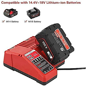 maki Lithium-ion Battery Charger Multi Voltage Charger Replacement for Milwaukee M18 14.4V-18V 48-11-1850 48-11-1840 48-11-1815 48-11-1828