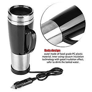 450ml Stainless Steel Electric Car Cup Travel Heating Mug, Keenso Electric Kettles Boiling Car Coffee Mug Heater with Cigarette Lighter(12V) Other Electrical Appliances