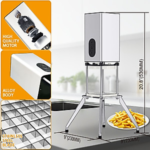 Fstcrt Electric French Fry Cutter, Vertical french fry cutter stainless steel, Professional commercial and household french fries cutter, Electric potato slicer with 1/2&3/8 Inch blade for fries