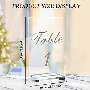 Quzzil 10 Pcs Wedding Table Numbers 1-10 with Stand, Acrylic Wedding Place Card Clear Printed Number Sign Wedding Table Number Holder for Wedding Reception Restaurants Party Dinners Decor(Rectangle)