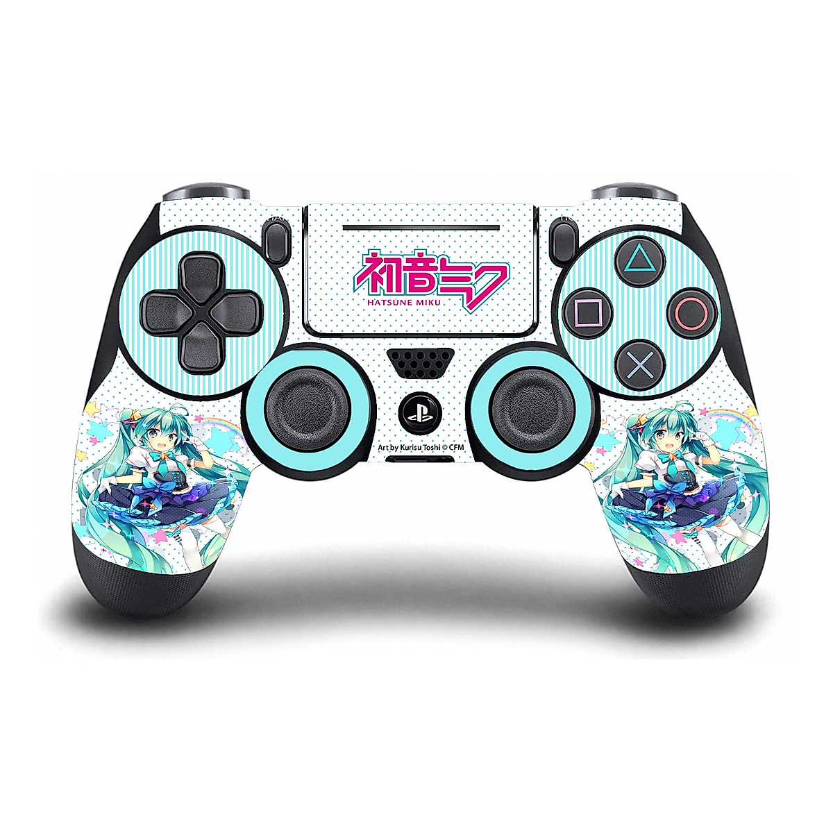 Head Case Designs Officially Licensed Hatsune Miku Stars And Rainbow Graphics Vinyl Sticker Gaming Skin Decal Cover Compatible With Sony PlayStation 4 PS4 Console and DualShock 4 Controller Bundle