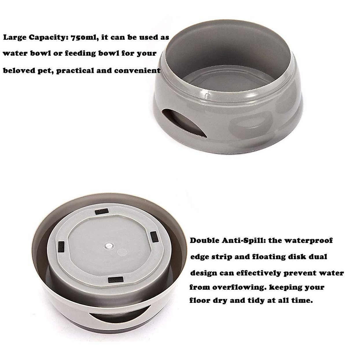 Love Dream No Spill Dog Water Bowl, No Drip Slow Water Feeder Dog Bowl No Slip Vehicle Carried Pet Water Dispenser 25 oz with Floating Disk Slow Drinking Bowl for Dogs Cats (Pink)