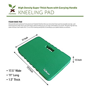 xGarden - Portable Kneeling Pad for Gardening - High Density Foam Kneeler with Carrying Handle - Extra Thick Foam Cushion - Waterproof - Versatile - Indoor or Outdoor - 17.5" x 11" x 1.5" - Green