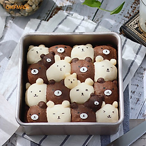 CHEFMADE Square Cake Pan, 8-Inch Deep Dish with Removable Loose Bottom Non-Stick Square Bakeware for Oven Baking (Champagne Gold)