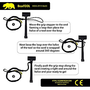 BearTOOLS Tool Lanyard with Standard Spring Carabiner and Adjustable Loop End, 90cm Length, Maximum Weight Limit 8KG / 17.6lb, Fall Restraint with Shock Cord Stopper, 3 Combo Pack (Black 0913S)