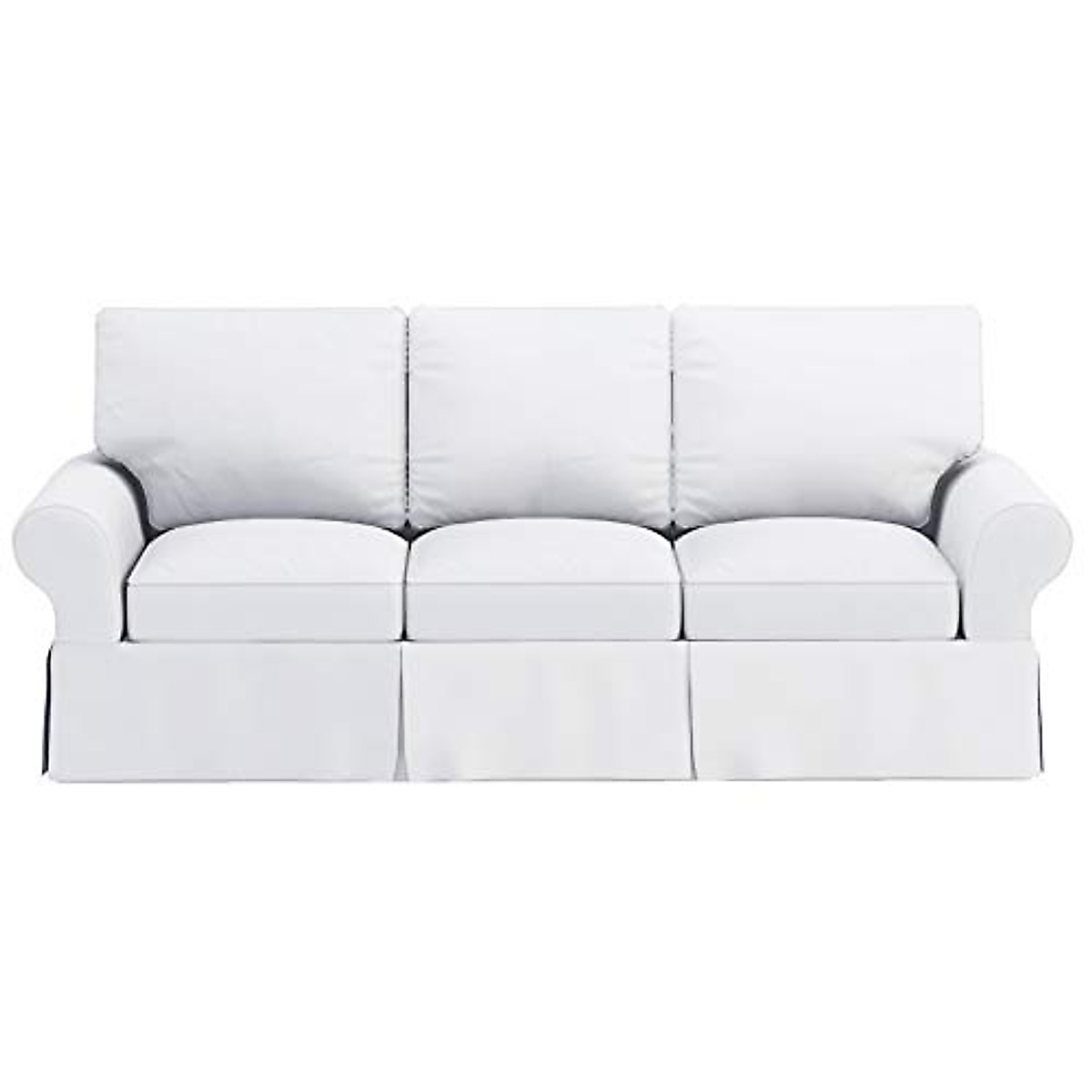 The Heavy Cotton Sofa Cover is 3 Seat Sofa Slipcover Replacement. It Fits Pottery Barn PB Basic Three Seat Sofa (Bright White Basic)