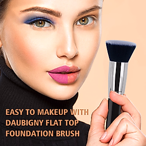 Makeup Brush Daubigny Flat Top Foundation Brush for Liquid Makeup Premium and Professional Make Up Foundation Brush Perfect for Mineral Foundation Highlight Flawless Powder Buffing Blending (Black)
