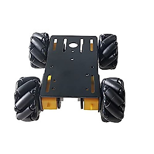Professional 60mm Mecanum Wheel Car Chassis MC100 for Arduino/Raspberry pi/Micobit, Remote Control 4WD Metal Smart Robot Car Chassis Kit Omnidirectional Wheel with DC TT Motor DIY Toy AI ROS STEAM