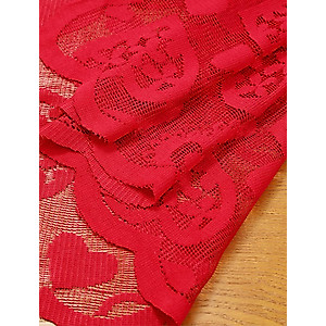 13 x 72 Inch Red Lace Table Runner for Valentines Day Decor, Valentine Lace Tablecloth, Valentine Table Decorations for Valentine's Day Party (Table Runner)
