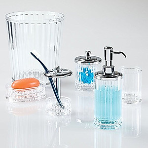 iDesign Alston Bathroom Vanity Canister Jar for Cotton Balls, Swabs, Cosmetic Pads - Clear/Chrome 3.5" x 3.5" x 5.1"