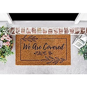 We are Covered Psalms 91 Psalms 91 Religious Gifts Door Mat Welcome Mat Christian Housewarming Gift Psalms 91 Doormat Inspirational Machine Washable Shoe Mat Porch Decor 16x24 Inches