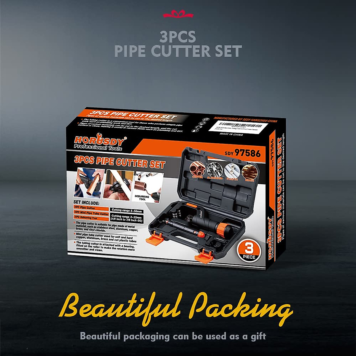 HORUSDY Pipe Cutter | Tubing Cutter 3/16" - 2"O.D | Mini Tubing Cutter 1/8" - 7/8" | Copper Pipe Cutter Tool with Deburring Tool, Copper Cutter, for Copper, and Thin Stainless Steel Tube