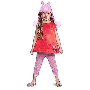 Disguise Peppa Pig Costume for Girls, Official Nick Jr Character Jumpsuit Dress and Hat, Classic Toddler Size Medium (3T-4T)