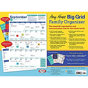 Amy Knapp's Big Grid Family Organizer Wall Calendar: 17-Month Giant Fridge Calendar for Mom with 225+ Stickers (Hanging Family Plan Calendar, Aug 2020 - Dec 2021)