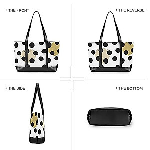 Polka Dot Laptop Tote Bag for Women Travel Work Bag Handbags Purse Canvas Teacher Tote Bags with Zipper