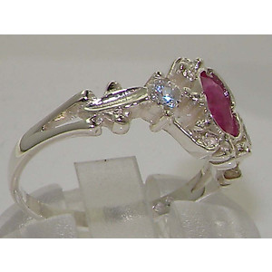 LetsBuyGold 925 Sterling Silver Cubic Zirconia and Real Genuine Ruby Womens Trilogy Ring - Size 11