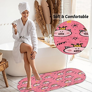 Tavisto Pinky Pig Fluffy Oval Shaggy Rugs for Bedroom Aesthetic Plush Floor Mat - Soft and Absorbent - Ideal for Living Room,Home Decor, and Playrooms