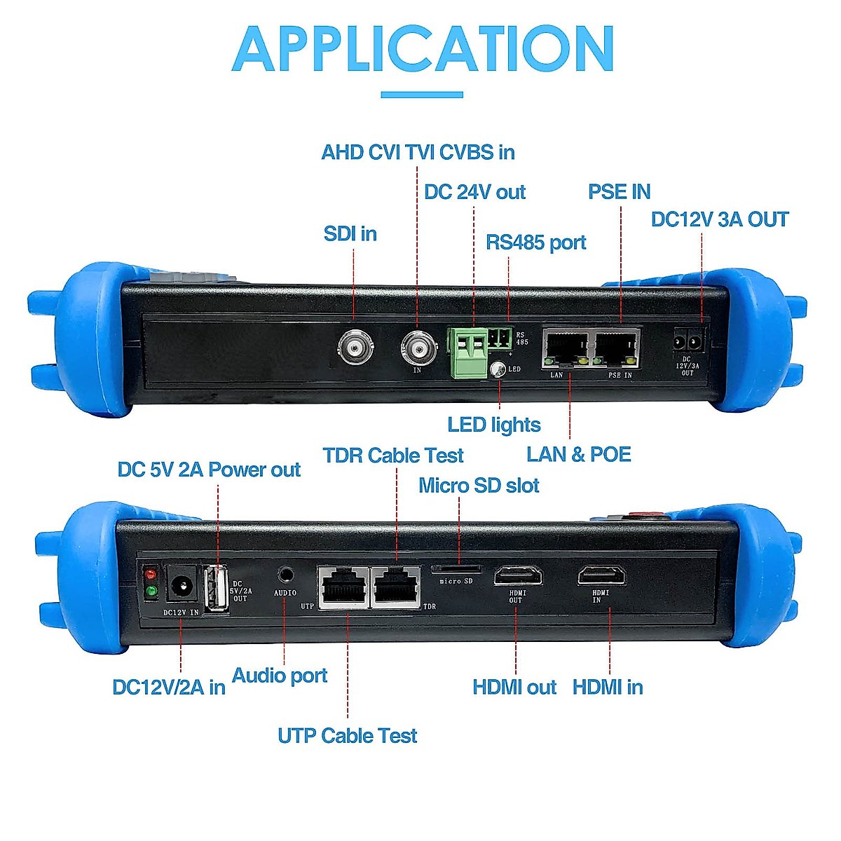 Rsrteng CCTV Camera Tester, IPCXS-ACHITU Security IP Camera Tester 8MP CVI TVI AHD SDI CVBS Camera Tester 7inch IPS Touch Screen Support TDR POE WIFI 4K HDMI IPC Tester