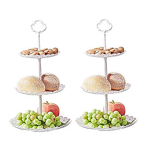 Set of 12 Pieces Cupcake Stands Plastic Dessert Stand Cupcake Holder Plate Serving Tray Fruit Plate for Wedding Birthday Party Fruits Desserts Candy Bar Display White