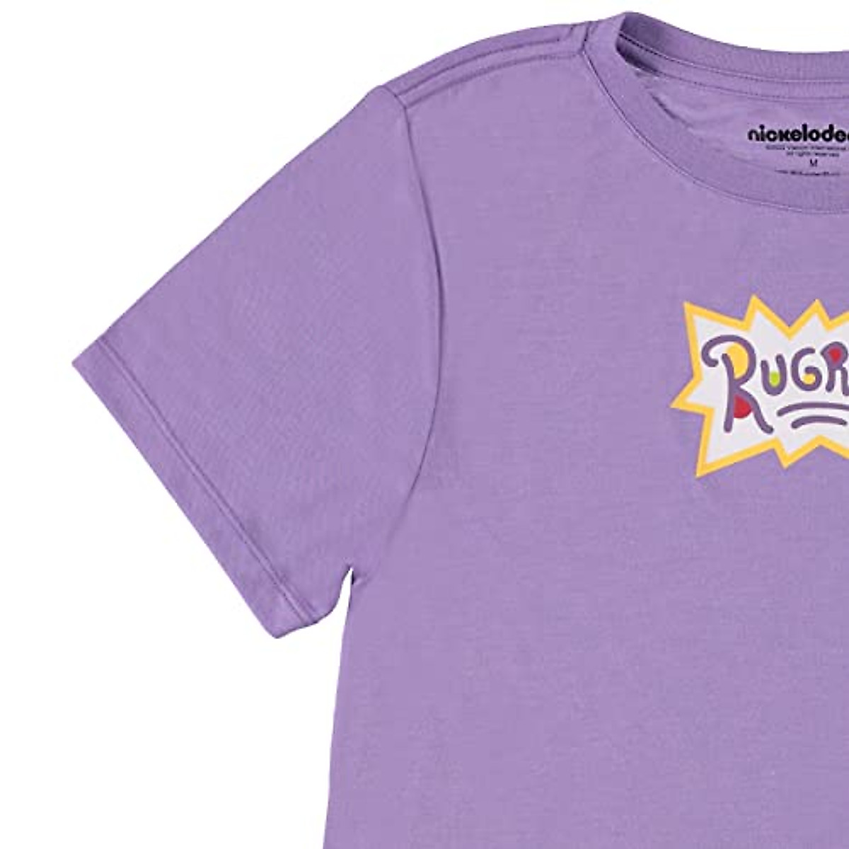 Nickelodeon Ladies 90's Fashion Shirt - Rugrats, Angelica and Chuckie Curved Hem Front and Back Short Sleeve Tee (Purple, X-Large)