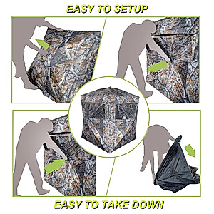 THUNDERBAY SPUR Collector 2 Person Hunting Blind, Portable Ground Blind with Silent Sliding Window, Portable Durable Hunting Tent for Deer & Turkey Hunting, JXJ Camo